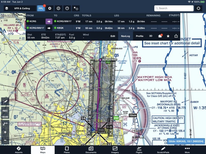 ForeFlight VFR Navigation Log - Holladay Aviation